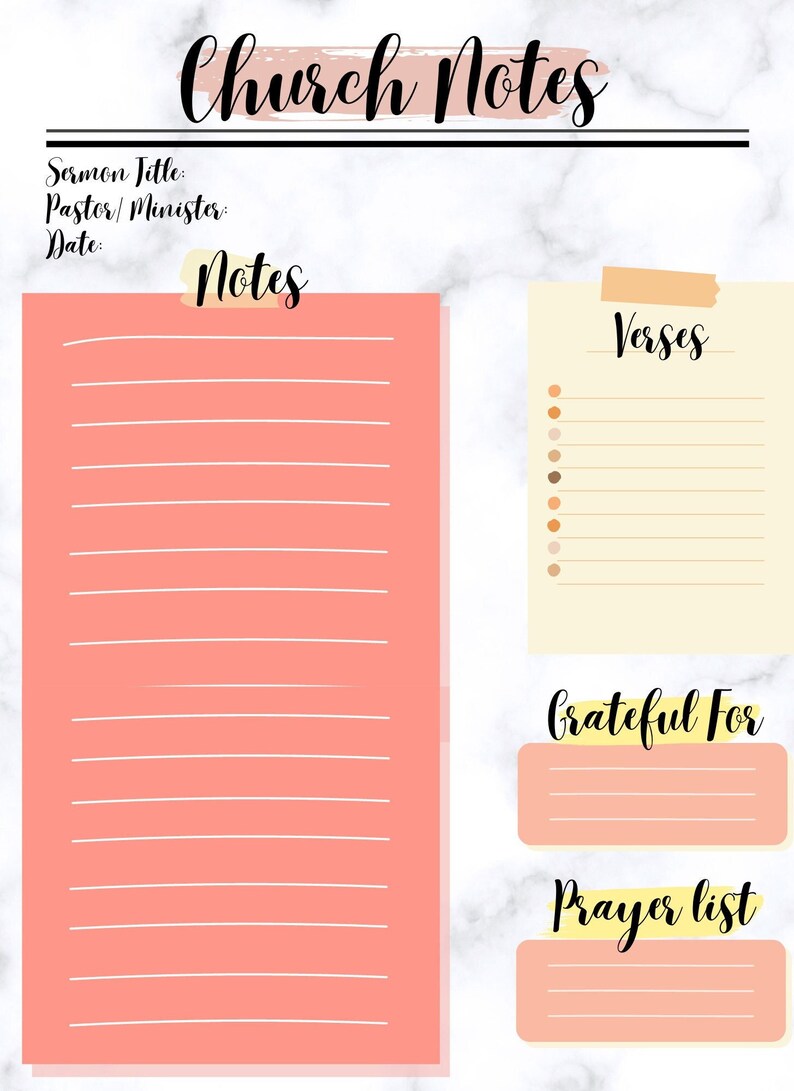 Church Notes - Etsy