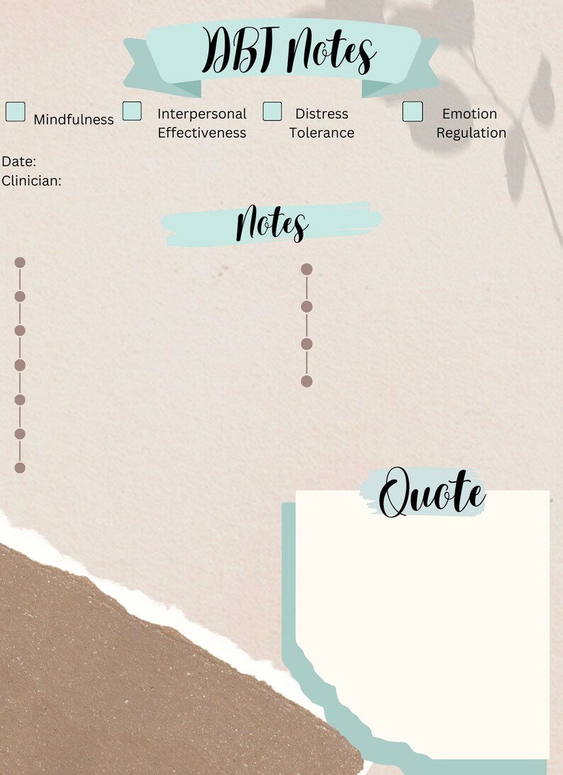 Dialectical Behavioral Therapy DBT Notes - Etsy