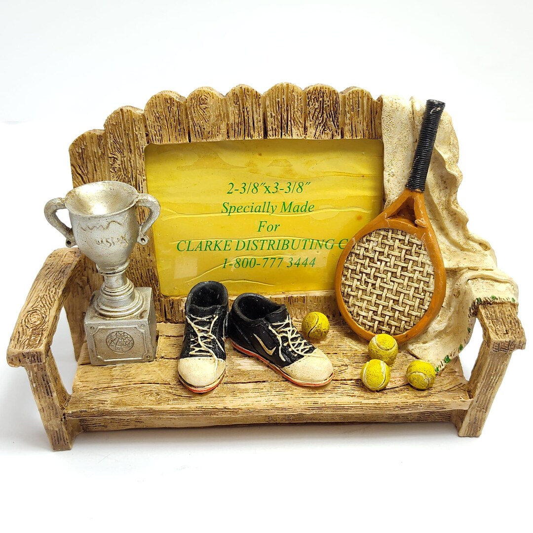 Tennis Picture Frame Sculpture Desk Piece - Picture Size: 3-3/4" X 2-3/ ...