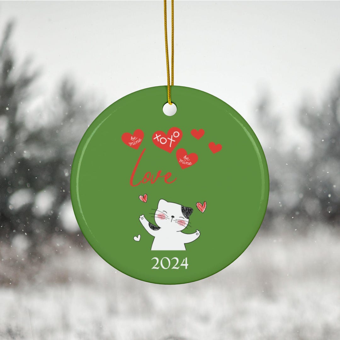Ceramic Ornaments Cat Juggling Hearts Love Gift for Girlfriend ...