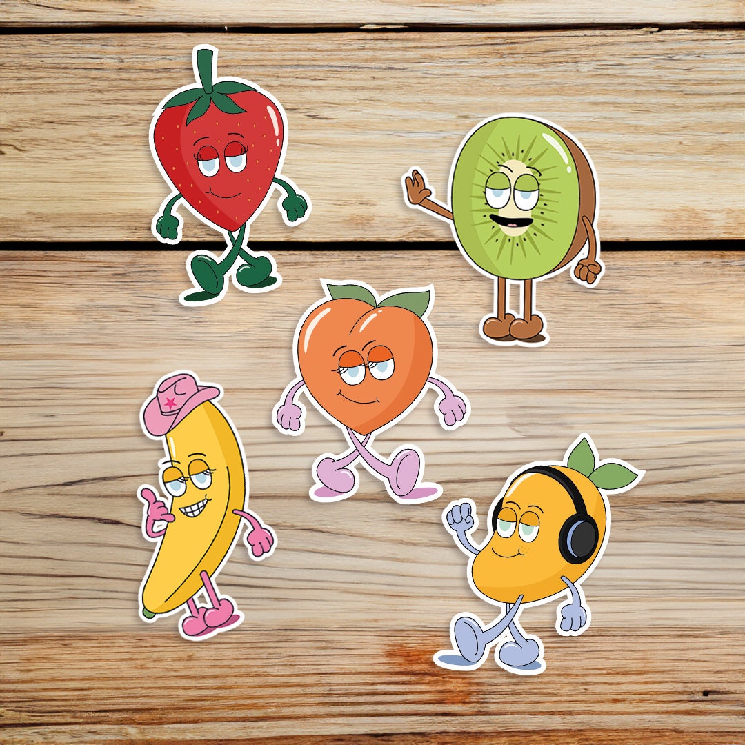 Cartoon Retro Fruits Designs / Cartoon Retro Fruits Designs / Fruits ...