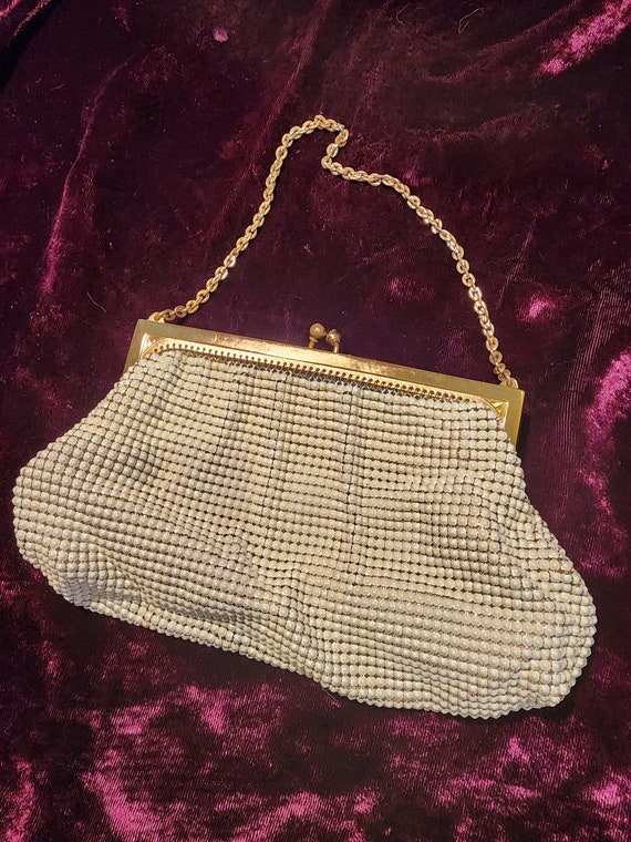 Vintage Whiting and Davis 1940's Ivory Mesh Bag - Gem