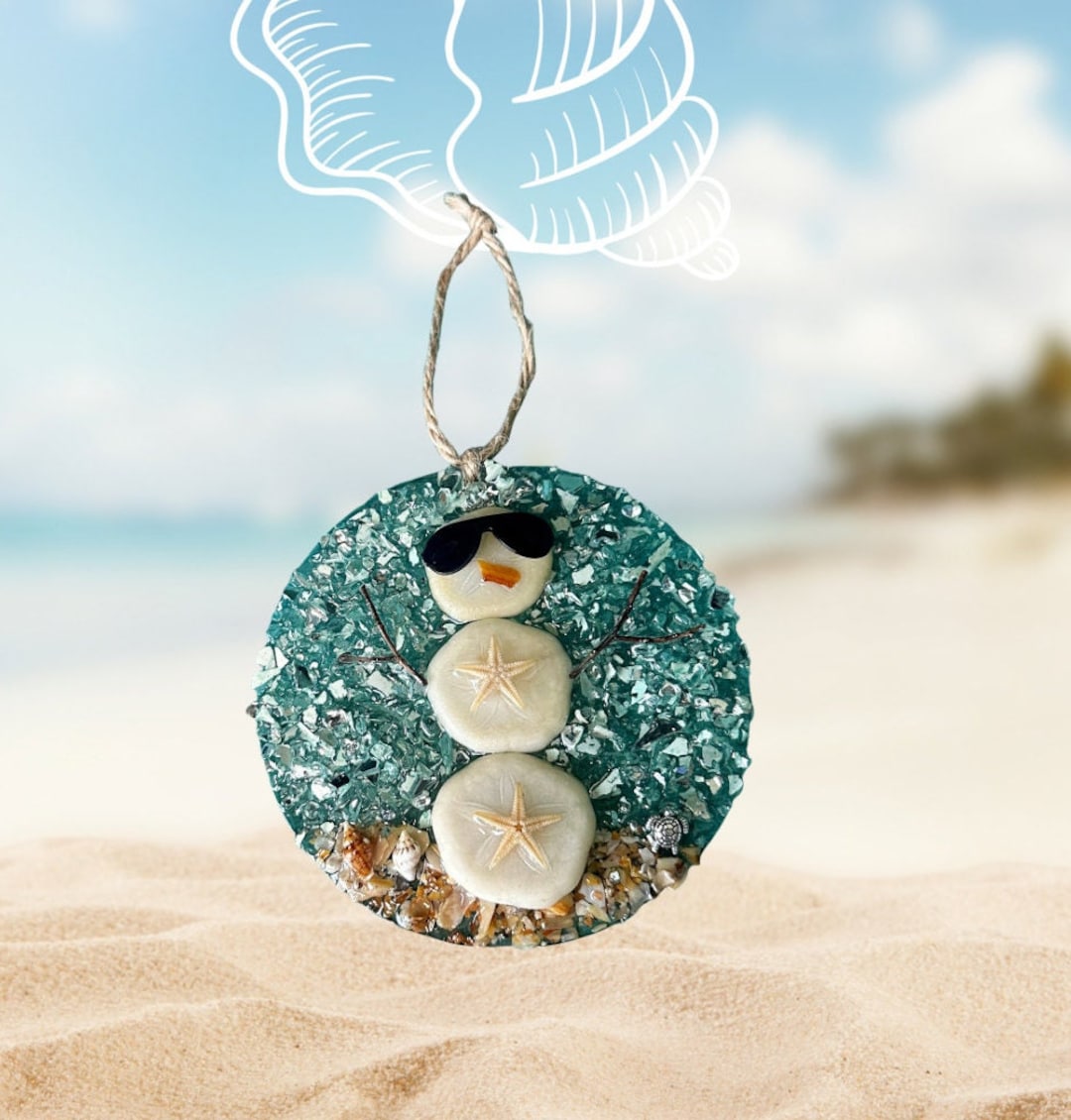 Coastal Beachy Christmas Snowman Ornament With Real Shells - Etsy