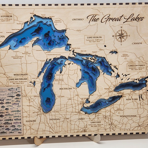 Great Lakes Map - Etsy