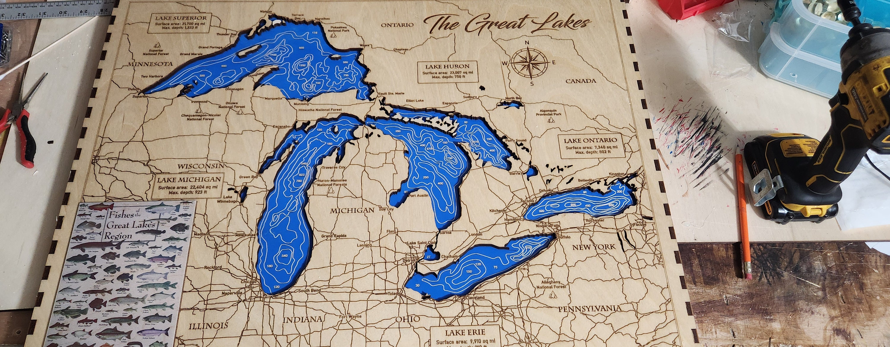 Wood Layered Great Lakes Map - Etsy