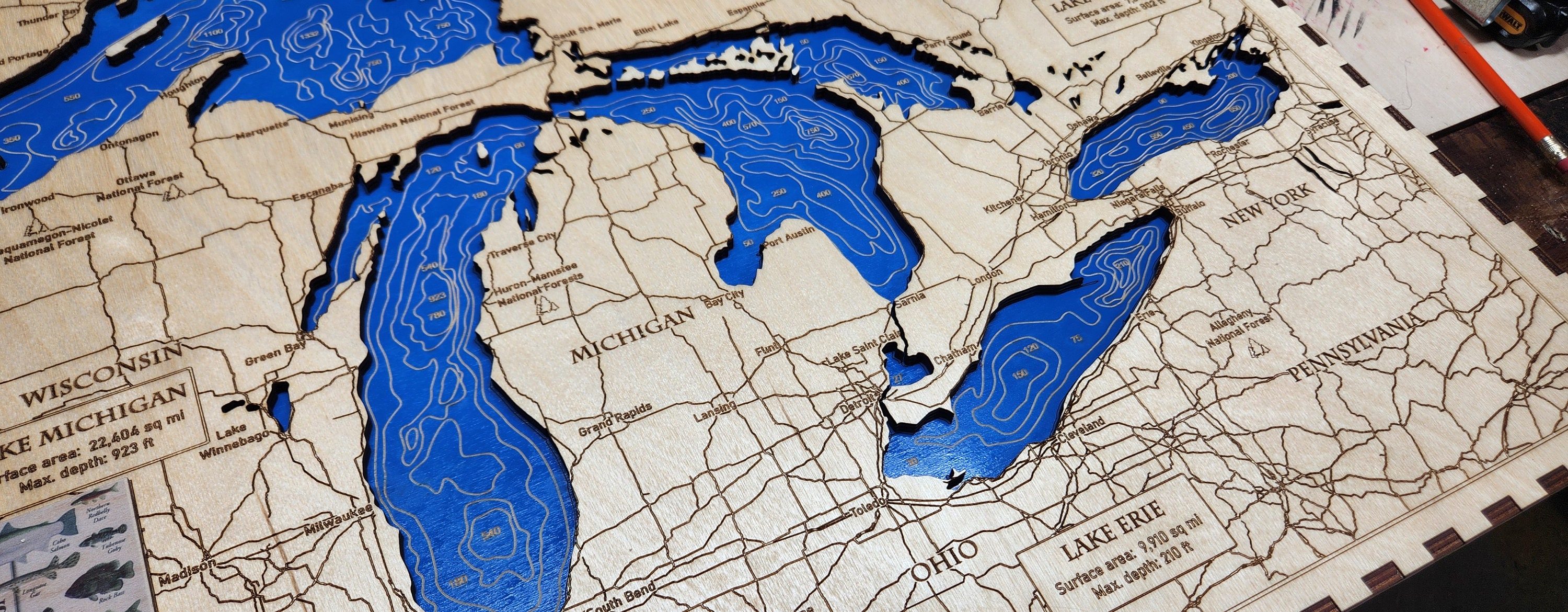 Wood Layered Great Lakes Map - Etsy