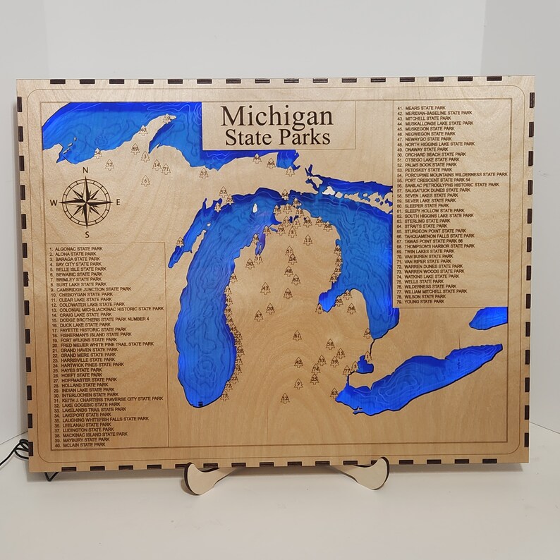 Michigan State Parks Map - Etsy