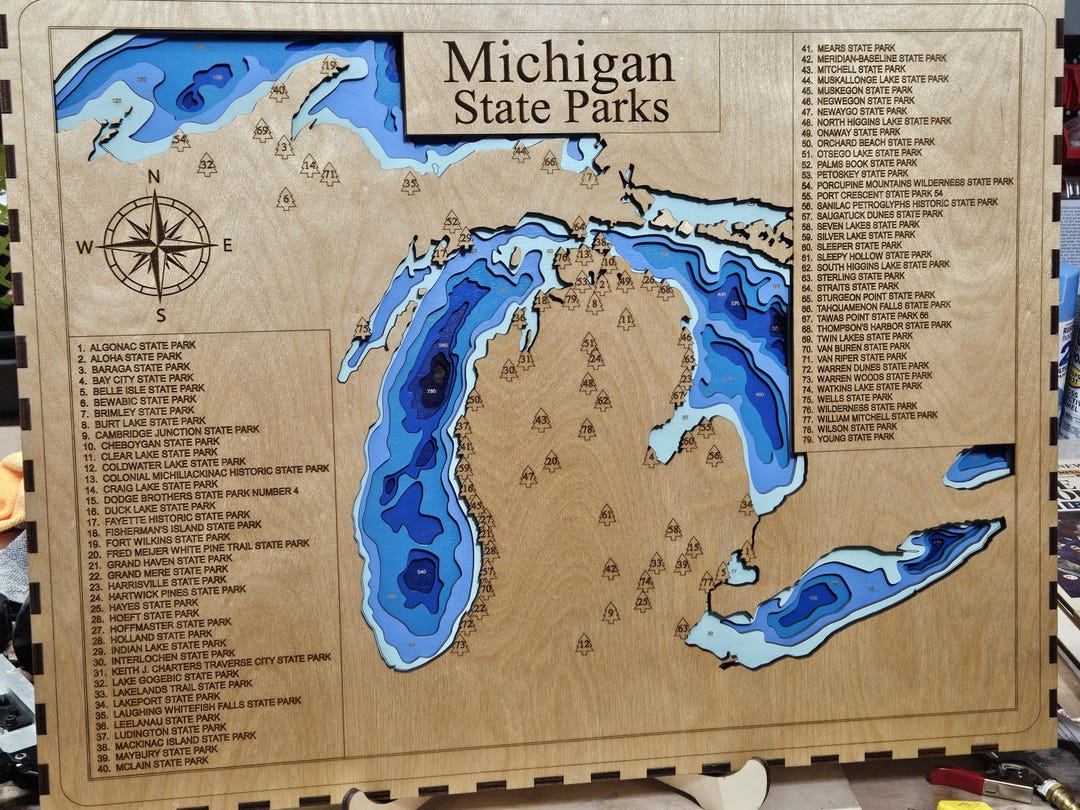Michigan State Parks Map Layered - Etsy