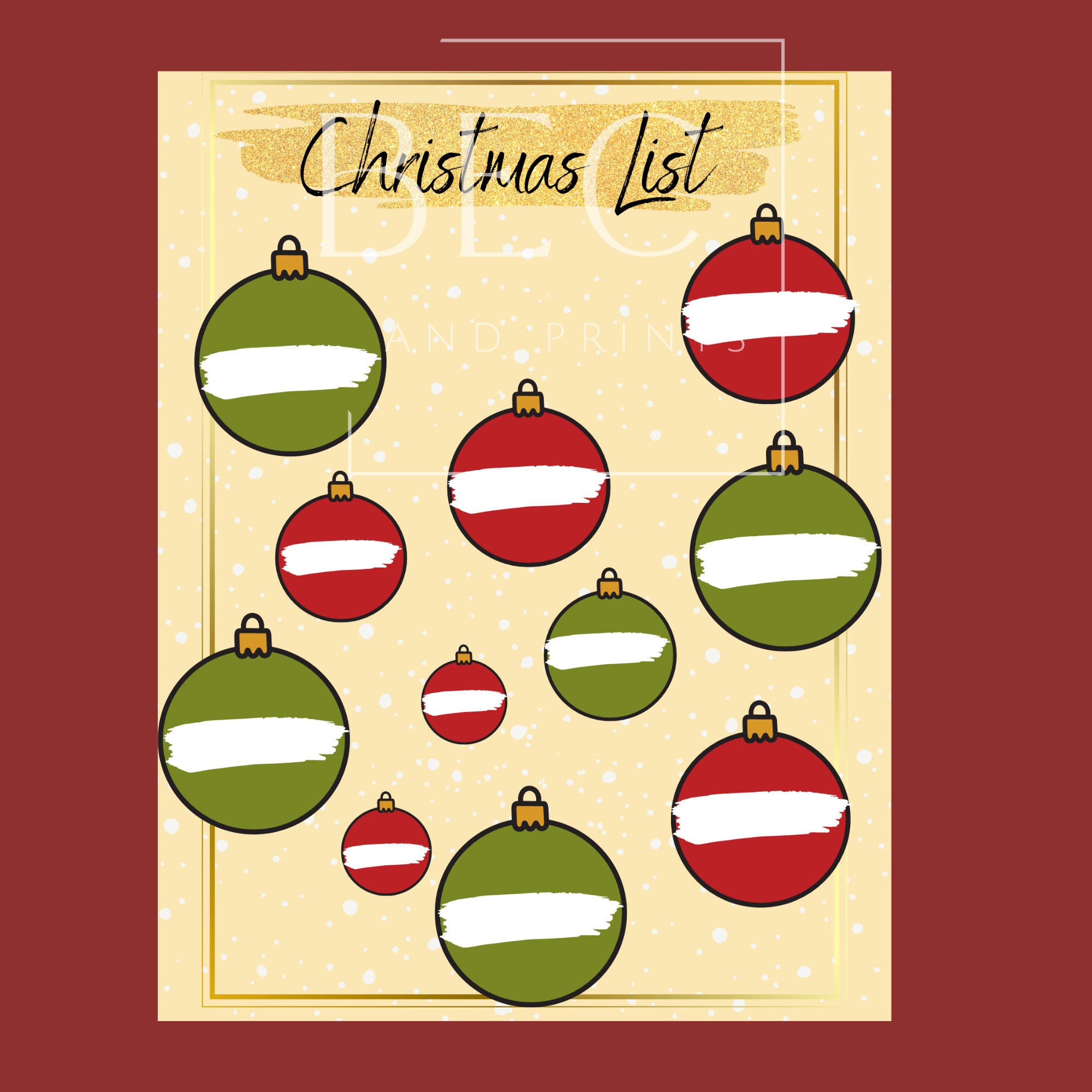 Ornament Christmas Wish List PDF Digital Download 3 Pages Included ornament-christmas-wish-list-pdf-digital-download-3-pages-included