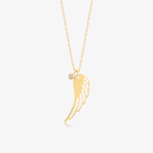 Diamond Angel Wing Necklace in 14k Solid Gold - Protection Necklace ...