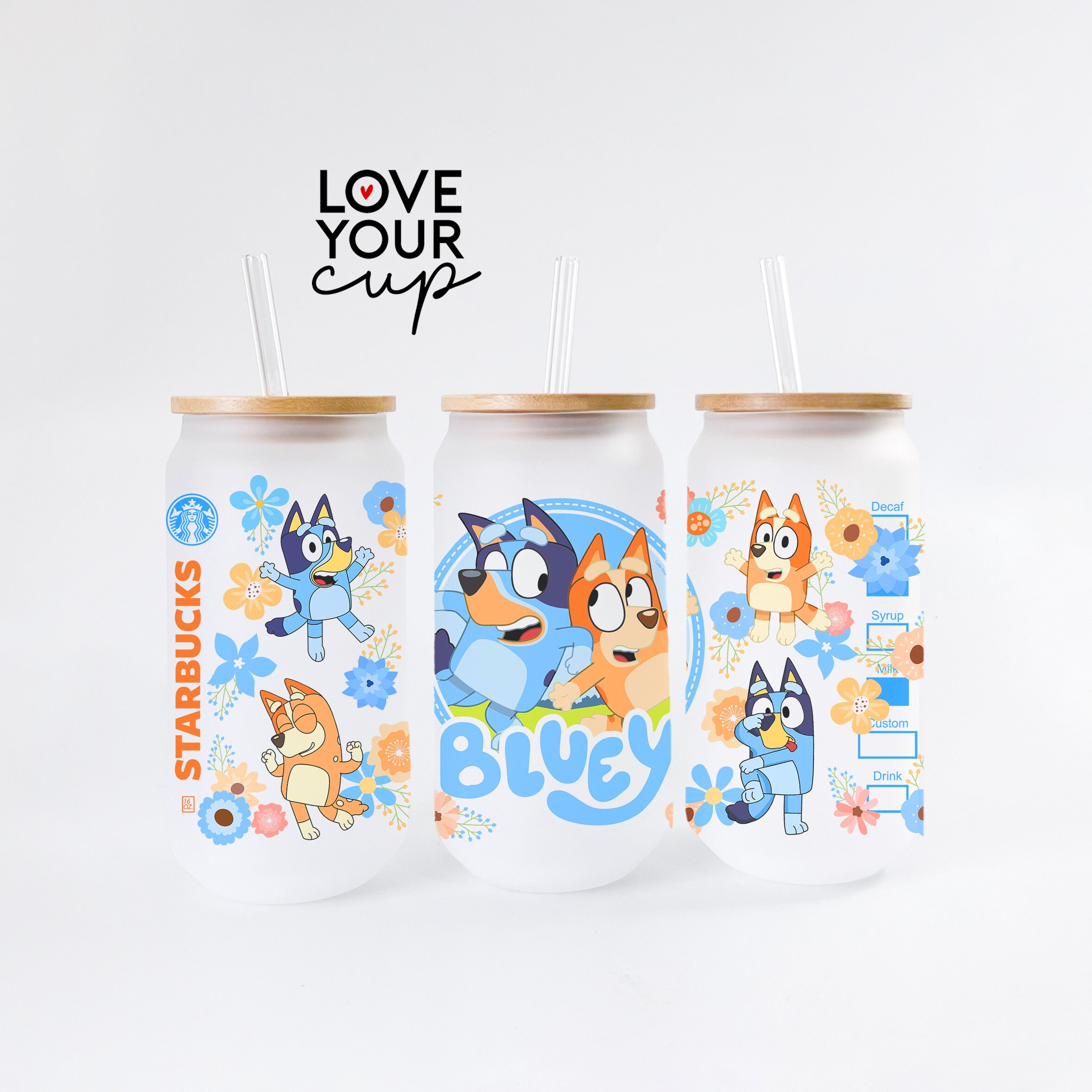 Bluey Glass Cup Bluey Cup Bluey Tumbler Bingo Cup Bluey - Etsy