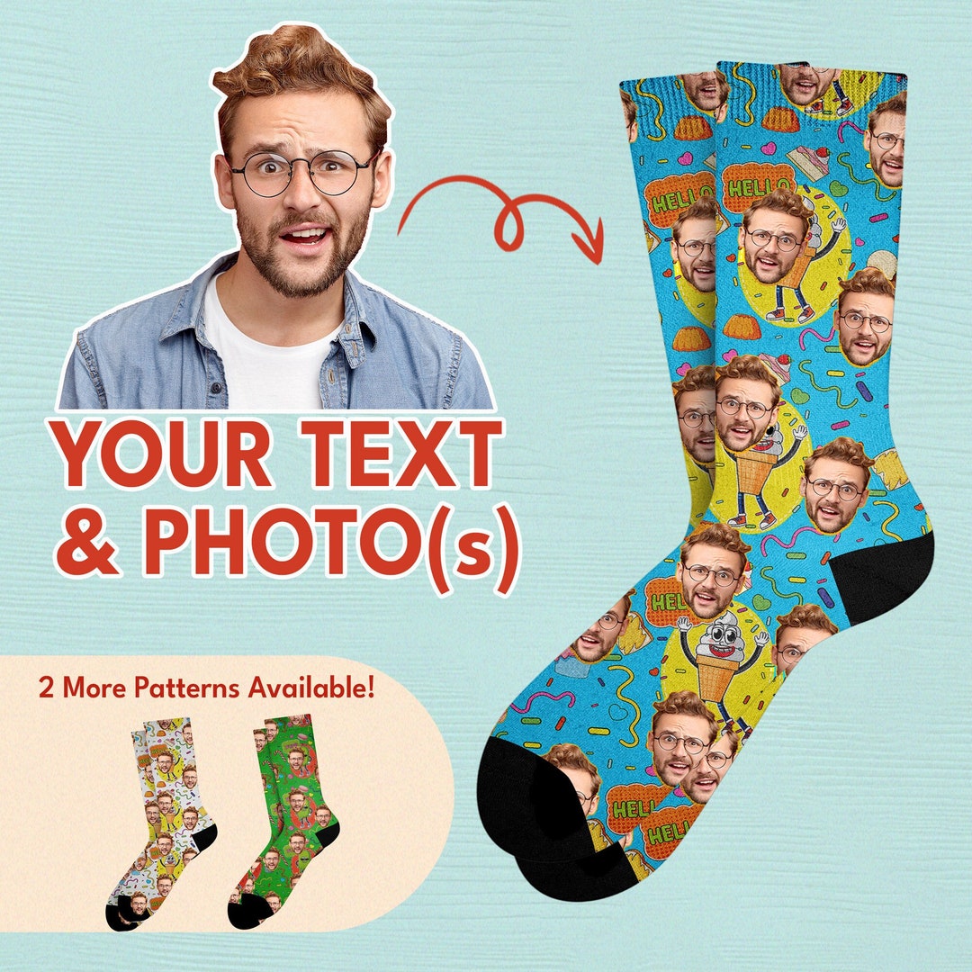 Custom Face Socks From Photo Personalized Cat Dog Socks With Face Funny ...
