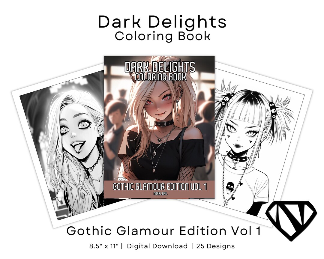 Gothic Coloring Book: Dark Delights Grayscale Glamour (printable PDF ...