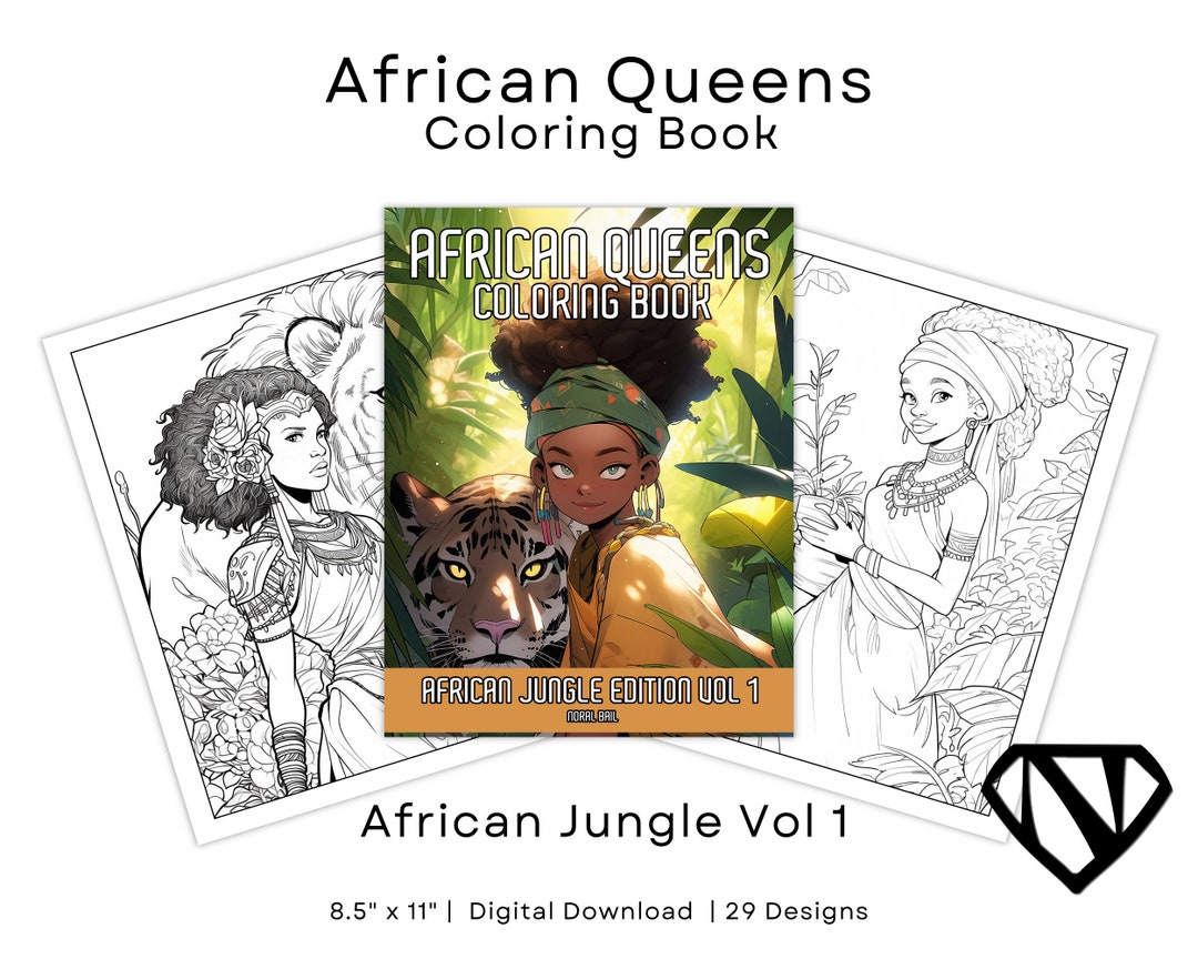 African Queens Grayscale Coloring Book: Jungle Edition (PDF) - Etsy