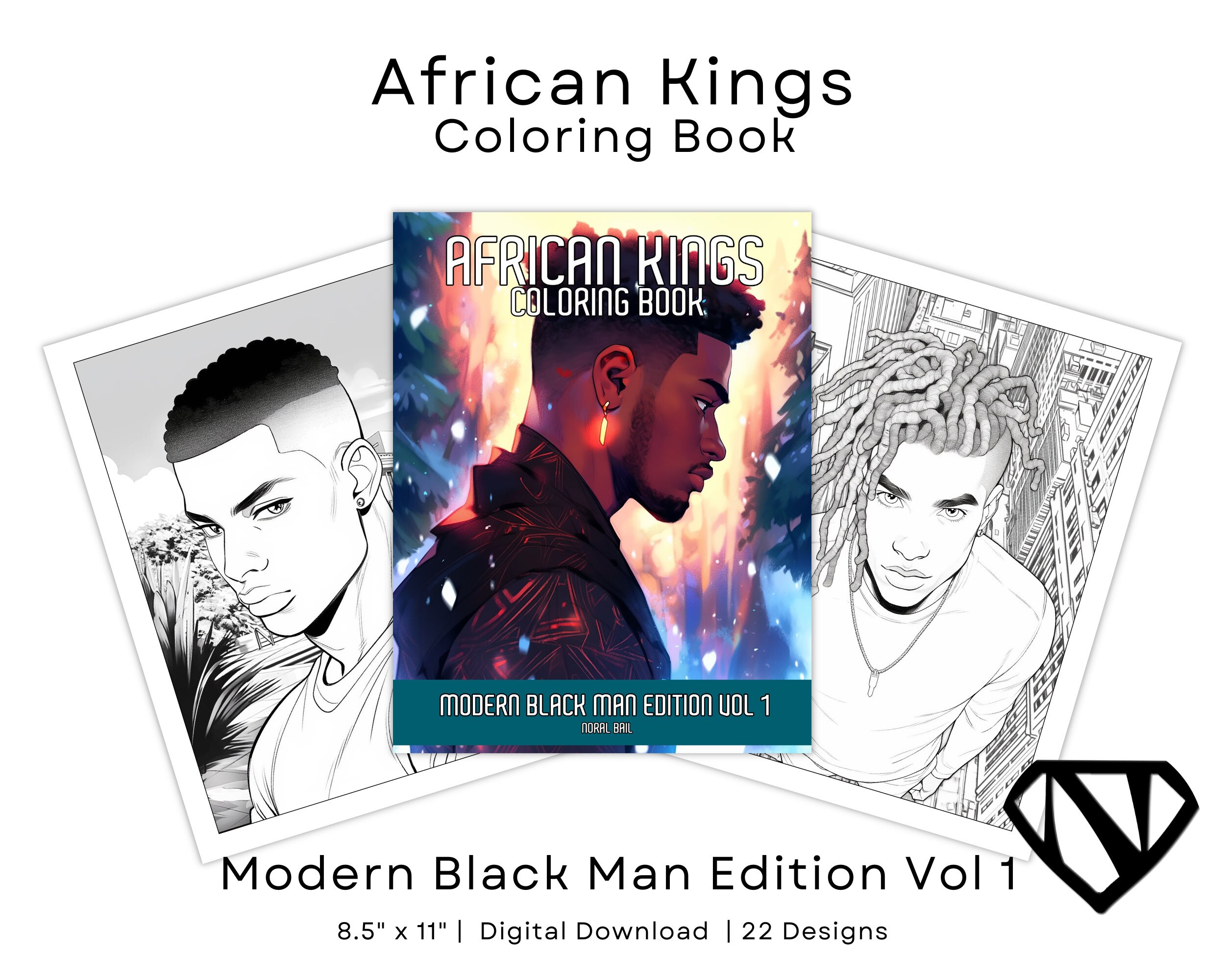African Kings Coloring Book: Modern Black Man Edition Vol 1 - Grayscale ...