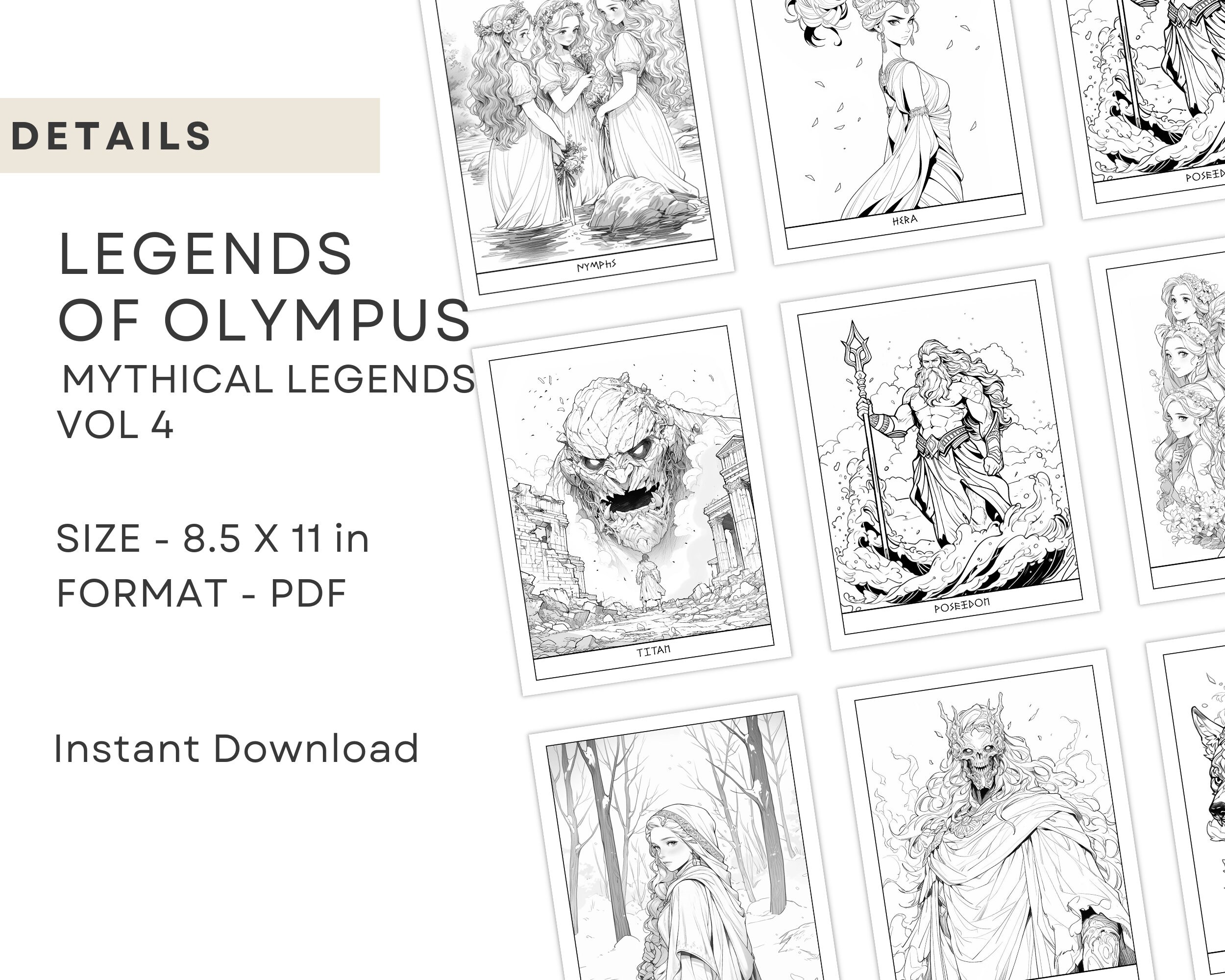 Legends of Olympus Coloring Book: Mythical Legends Vol 4 - Grayscale ...