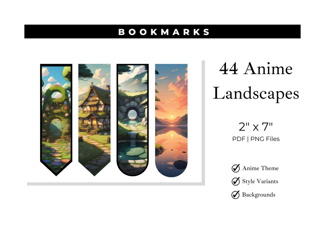 Anime Landscape Bookmarks: 44 Fantasy Art Designs (printable PDF) - Etsy