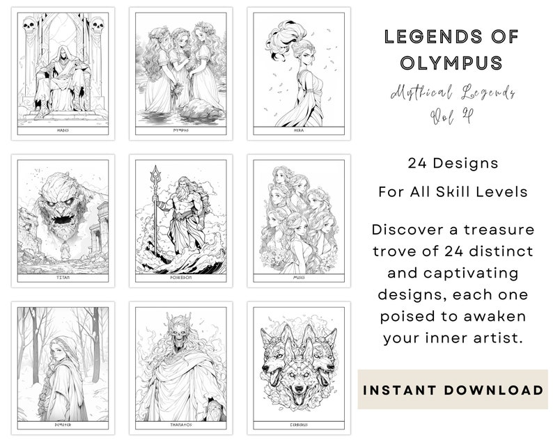 Legends of Olympus Coloring Book: Mythical Legends Vol 4 - Grayscale ...