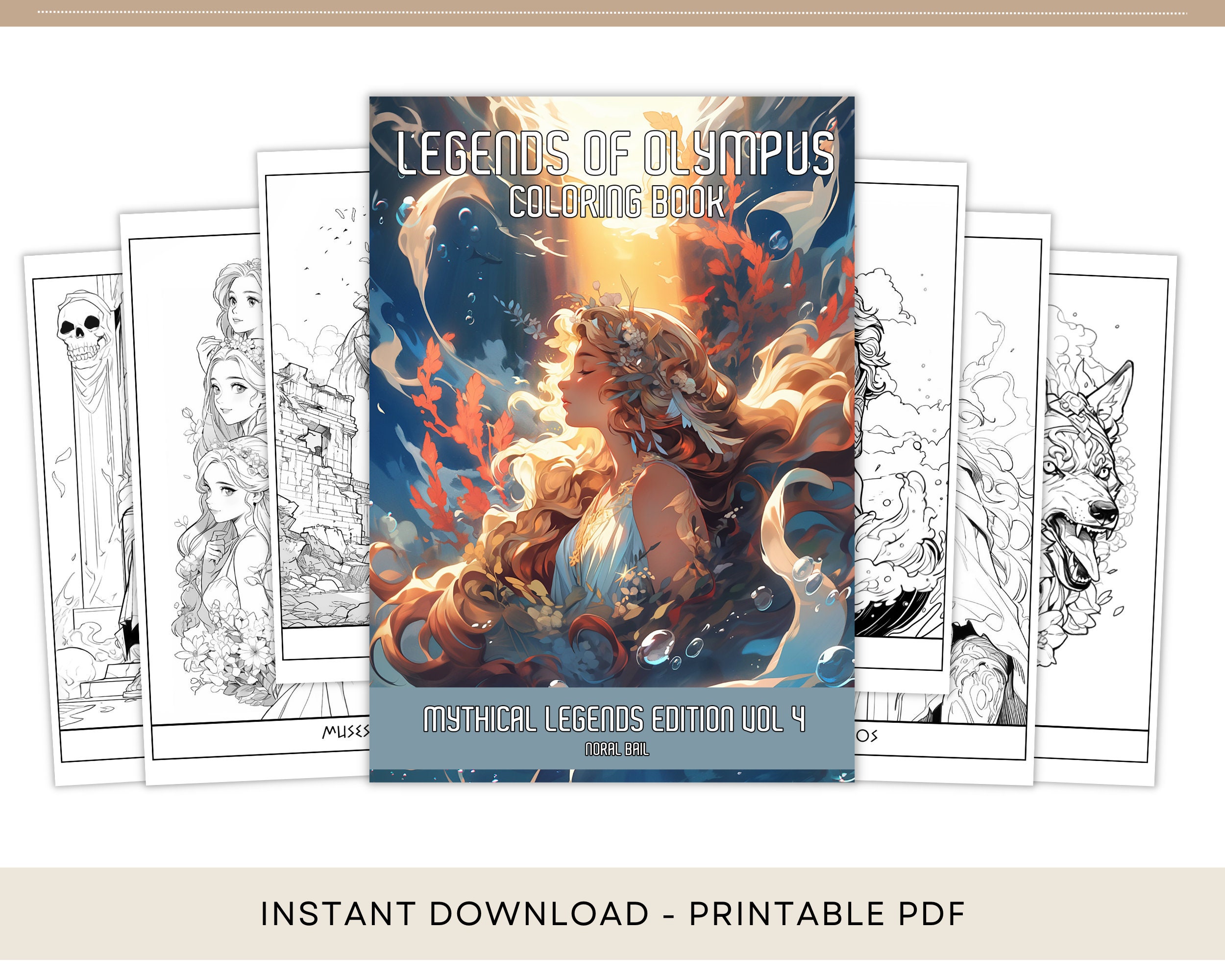 Legends of Olympus Coloring Book: Mythical Legends Vol 4 - Grayscale ...