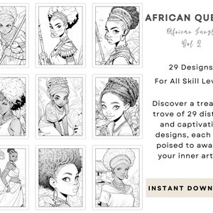 African Queens Coloring Book: Grayscale Jungle Edition (PDF) - Etsy