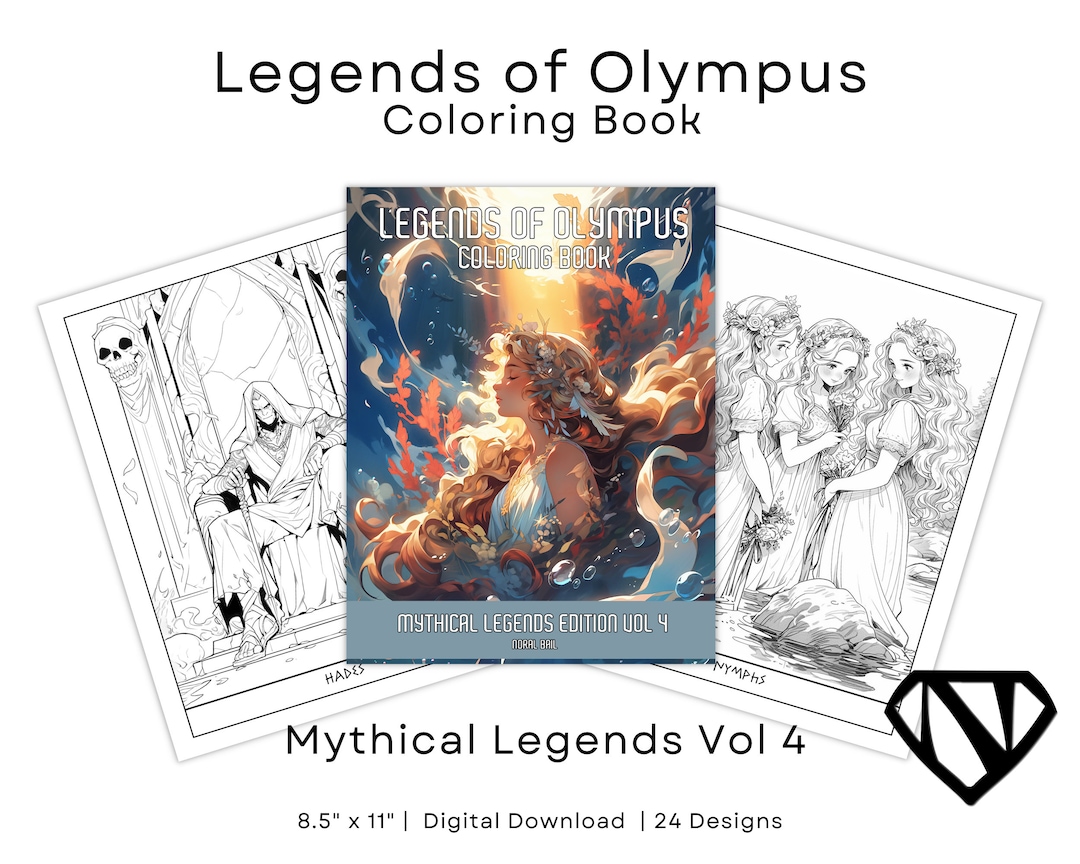 Legends of Olympus Coloring Book: Greek Mythology Grayscale (printable ...