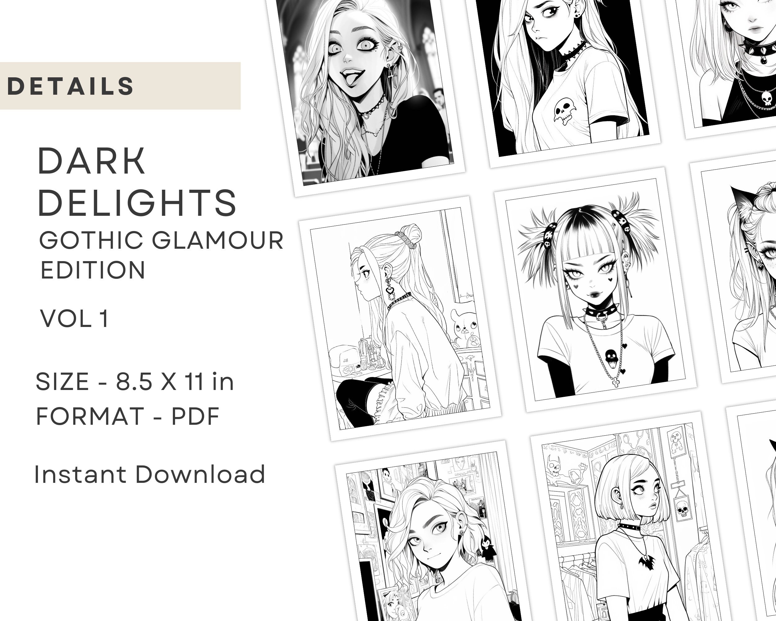 Dark Delights Coloring Book: Gothic Glamour Edition Vol 1 - Etsy