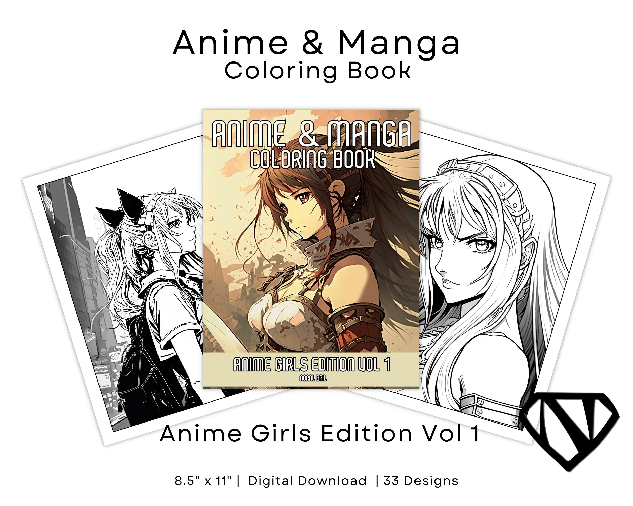 Anime & Manga Coloring Book: Anime Girls Edition Vol 1 - Grayscale ...
