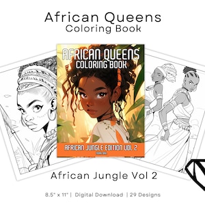 African Queens Coloring Book: Grayscale Jungle Edition (PDF) - Etsy