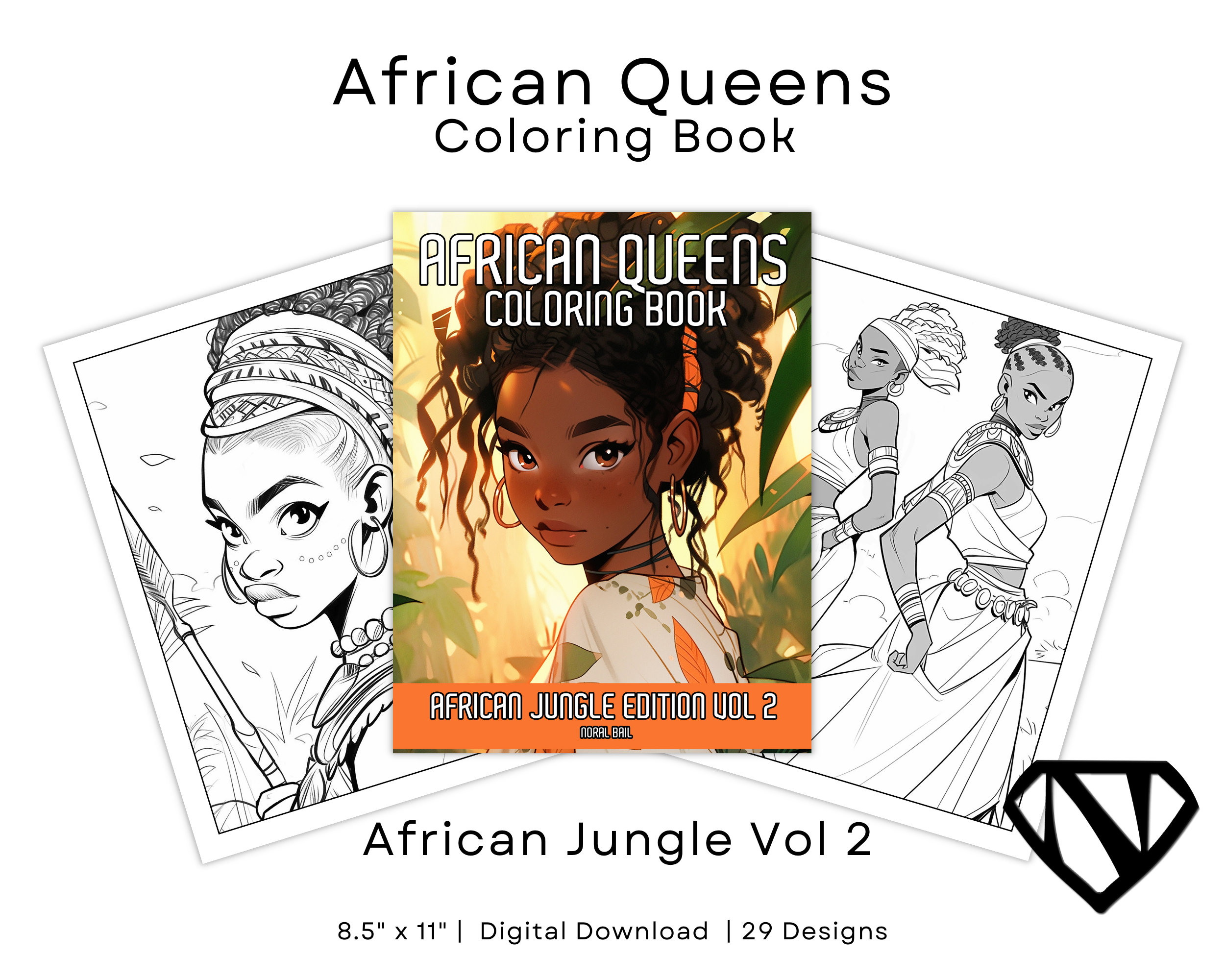 African Queens Coloring Book: Grayscale Jungle Edition (PDF) - Etsy