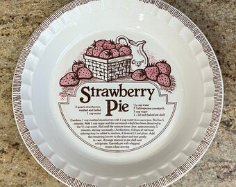 Vintage Ceramic Strawberry Pie Plate Recipe Dish - Etsy