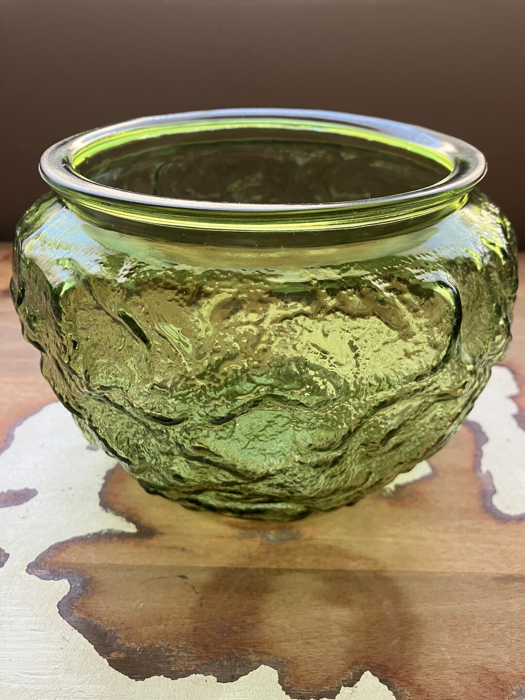 Vintage E.O. Brody Green Crinkle Glass Bowl, Cleveland Ohio, USA - Etsy