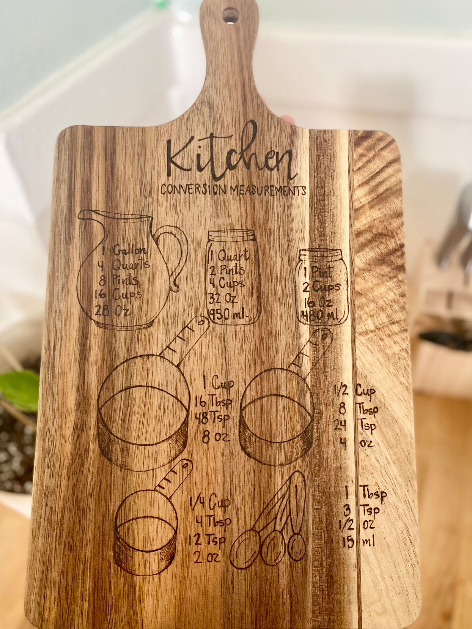 Kitchen Cutting Board | Conversion Chart Cutting Board - Etsy