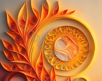 Beautiful Paper Quilled Sun in Fall Colors, Sunset, Sunrise, Paper ...