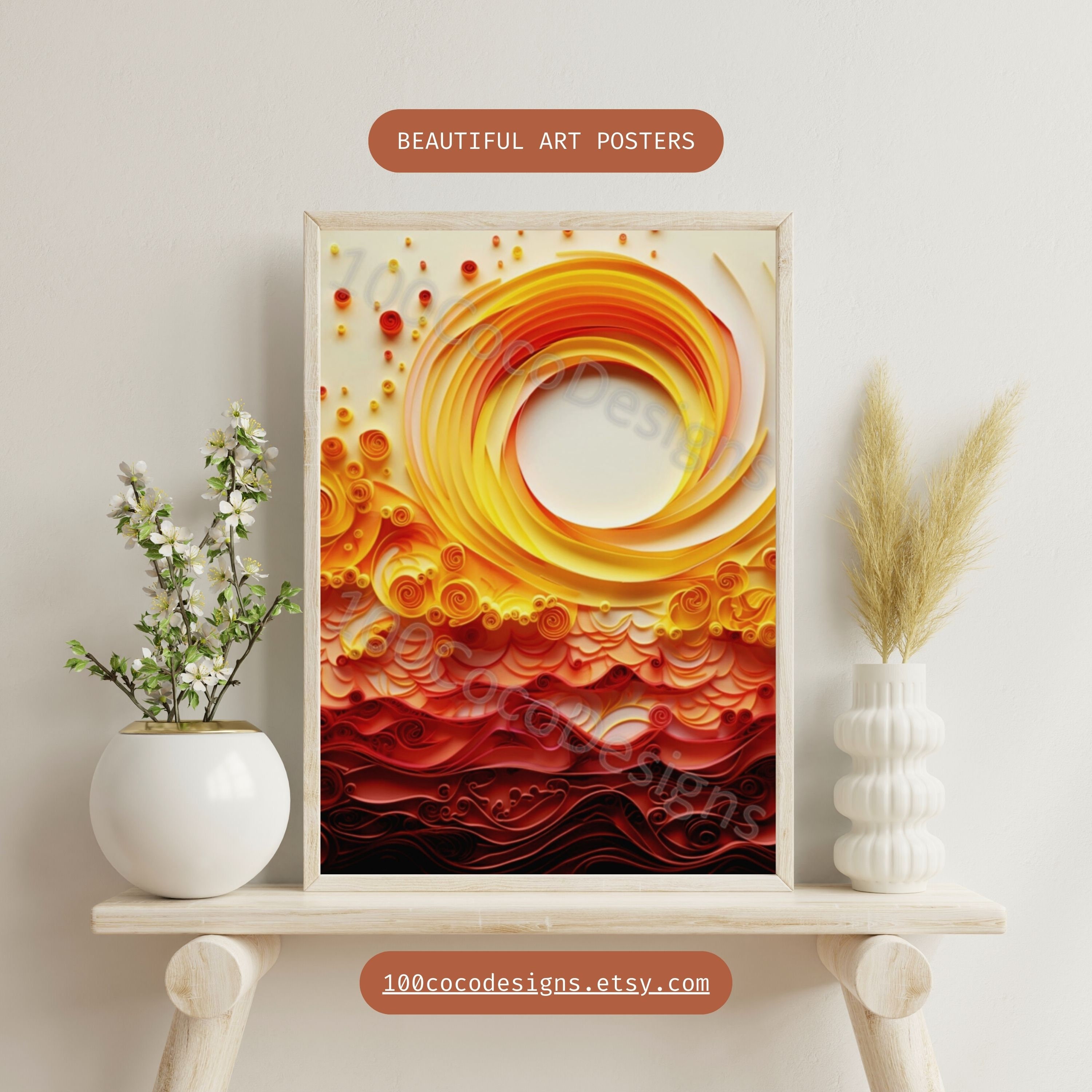 Beautiful Paper Quilled Sun in Fall Colors, Sunset, Sunrise, Paper ...