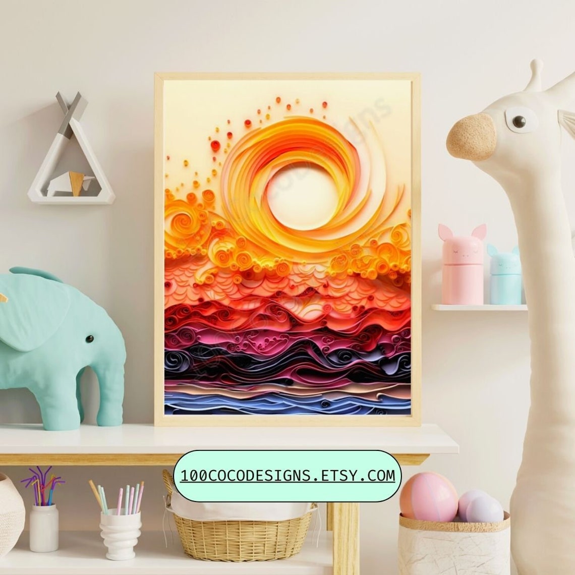 Paper Quilled Sunset Art Print, 24x36 Poster (digital Download) - Etsy