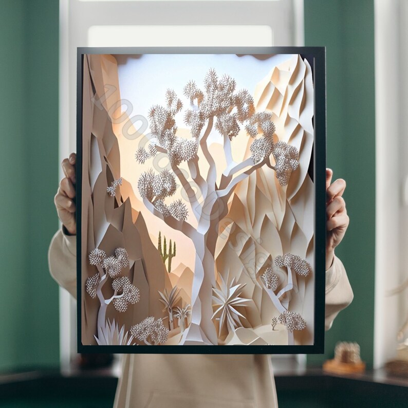 Beautiful Joshua Tree Wall Art Poster Digital Download, Origami Desert ...