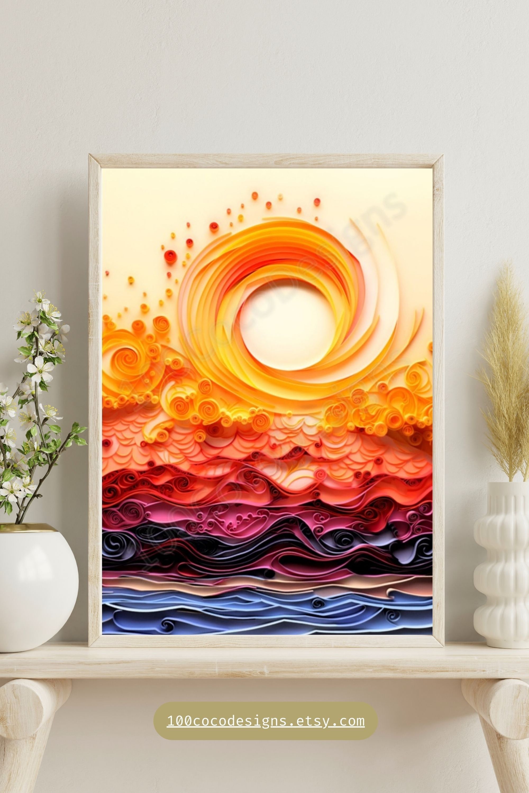 Paper Quilled Sun Digital Download, Sunrise, Sunset, Quilling Art ...