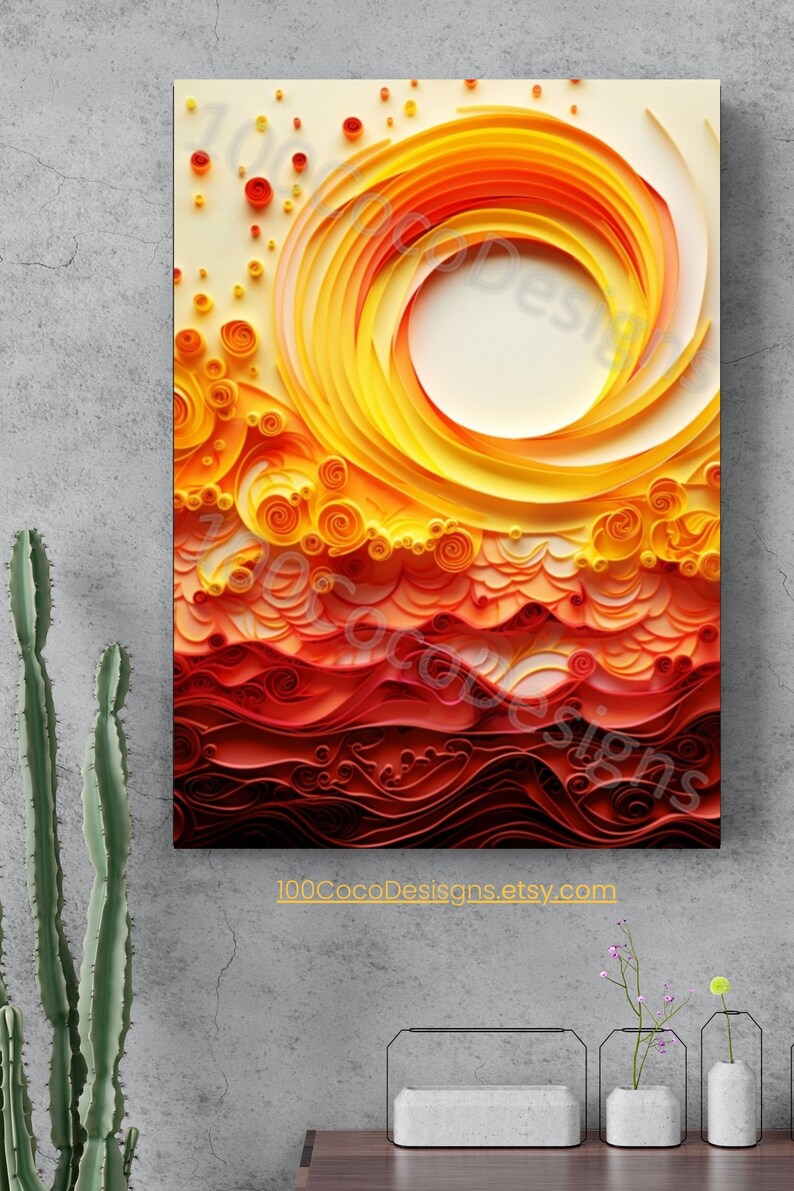 Beautiful Paper Quilled Sun in Fall Colors, Sunset, Sunrise, Paper ...