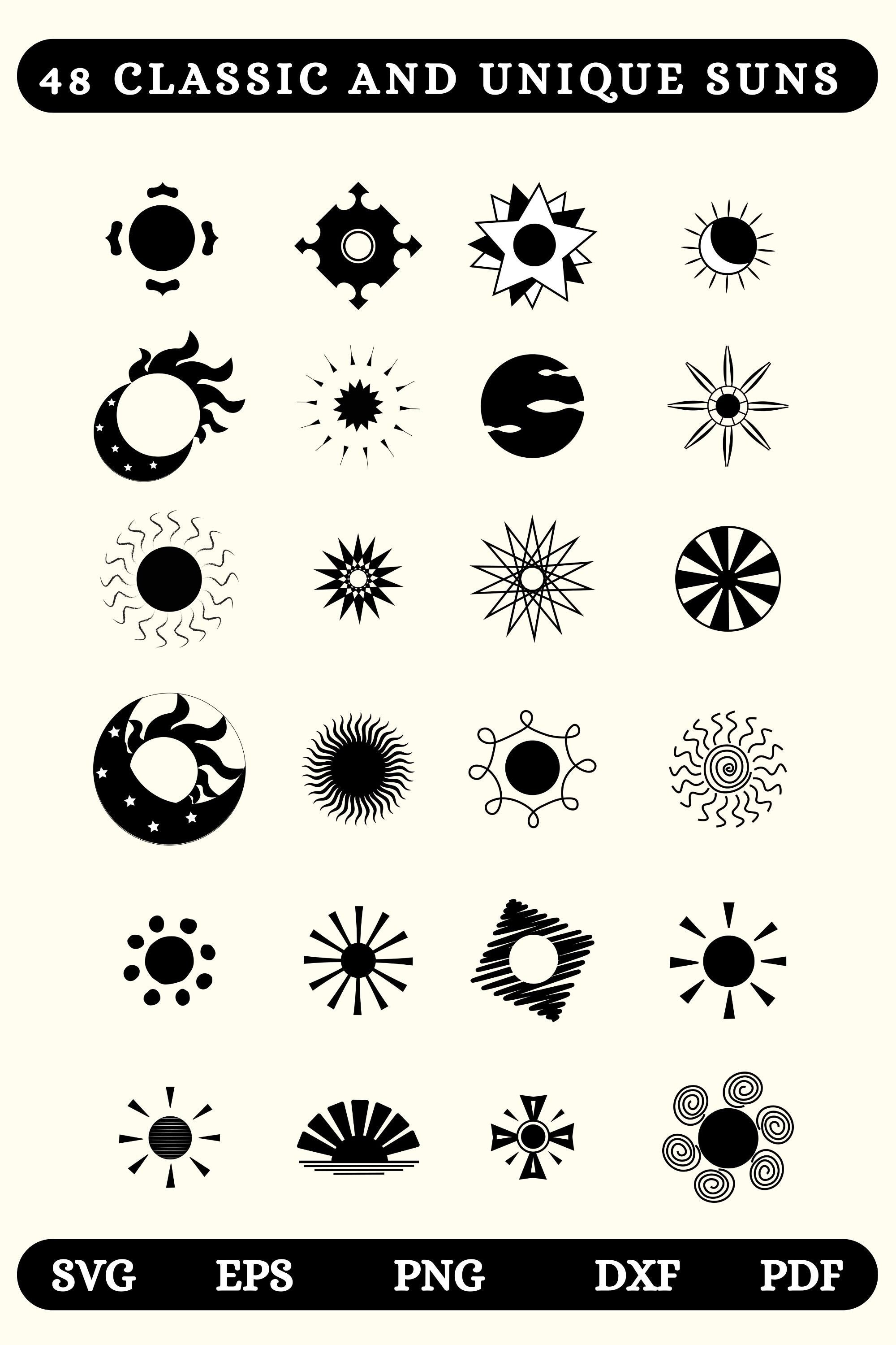 48 Sun Clipart Bundle, Svgs for Cricut, Classic and Unique Suns for All ...