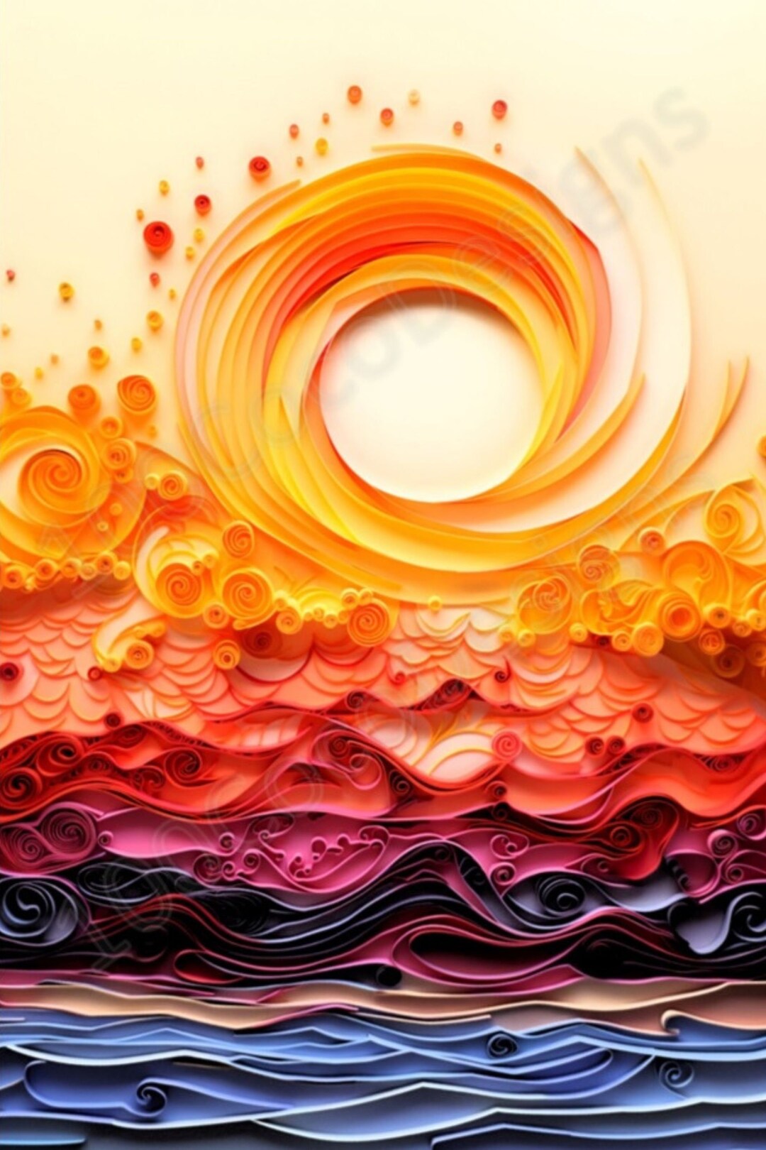 Paper Quilled Sunset Art Print, 24x36 Poster (digital Download) - Etsy