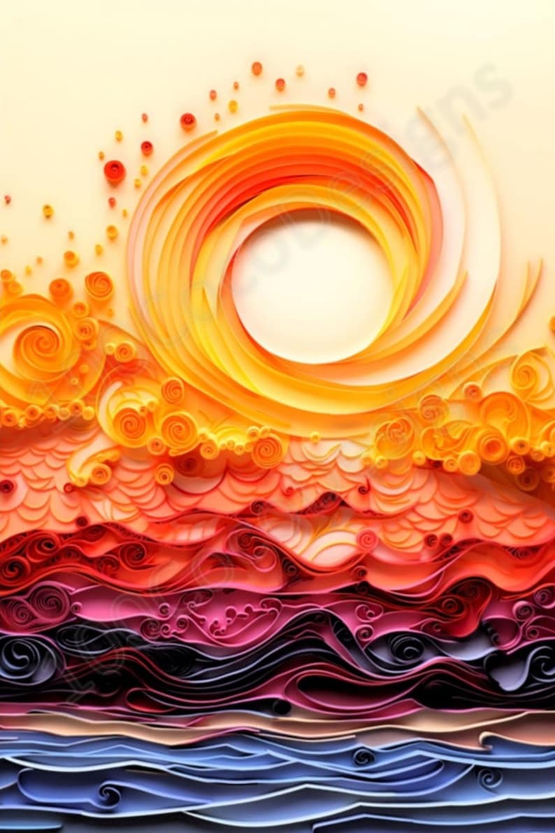 Paper Quilled Sun Digital Download, Sunrise, Sunset, Quilling Art ...