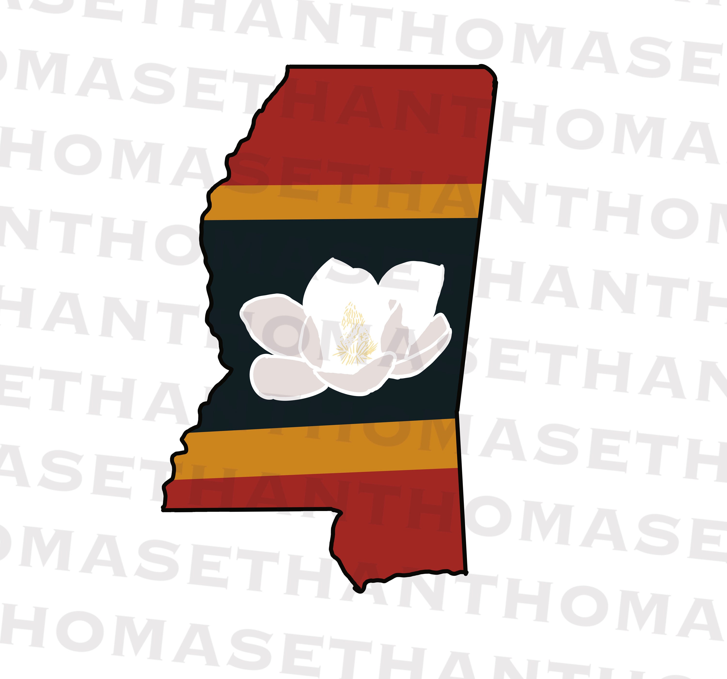 Magnolia State - Digital Illustration of Mississippi by Ethan Thomas - Etsy
