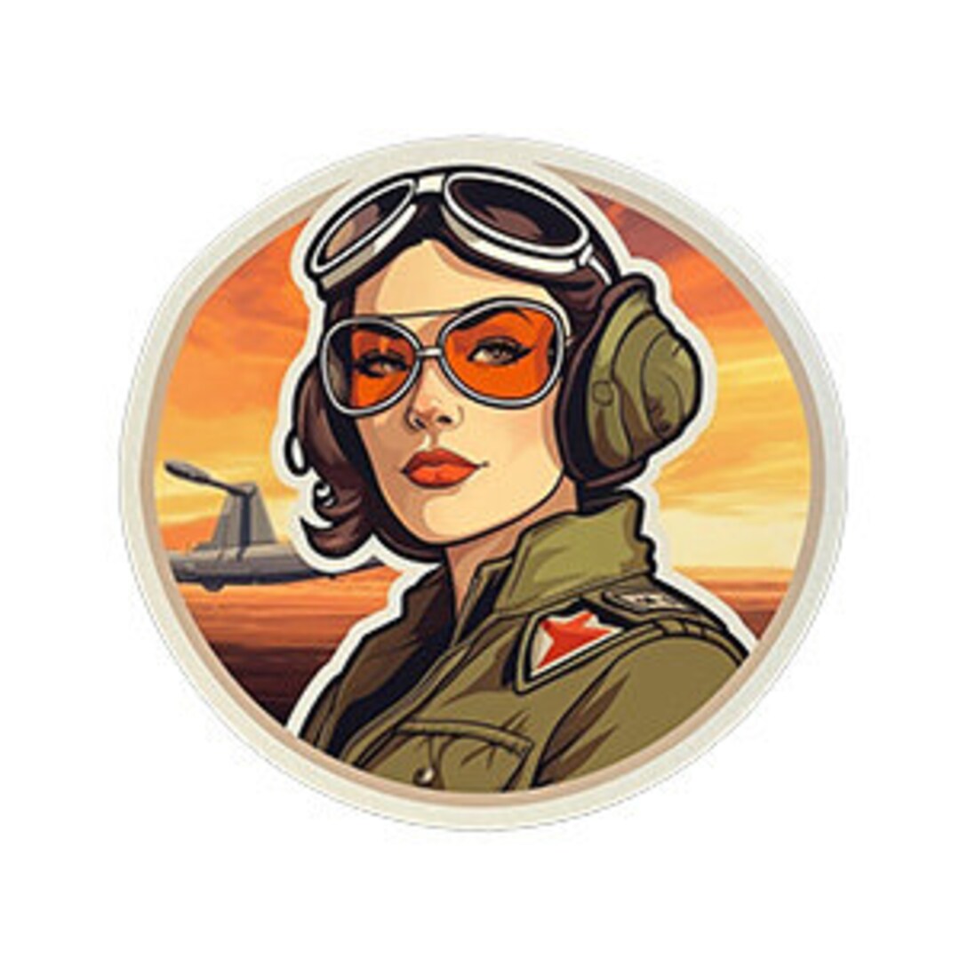 Badass Female Pilot Sticker - 4x4 Inches - - Etsy