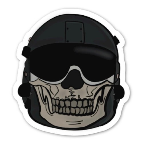 Black US Army Helicopter Helmet HGU-56P With Skull Design vinyl Sticker ...
