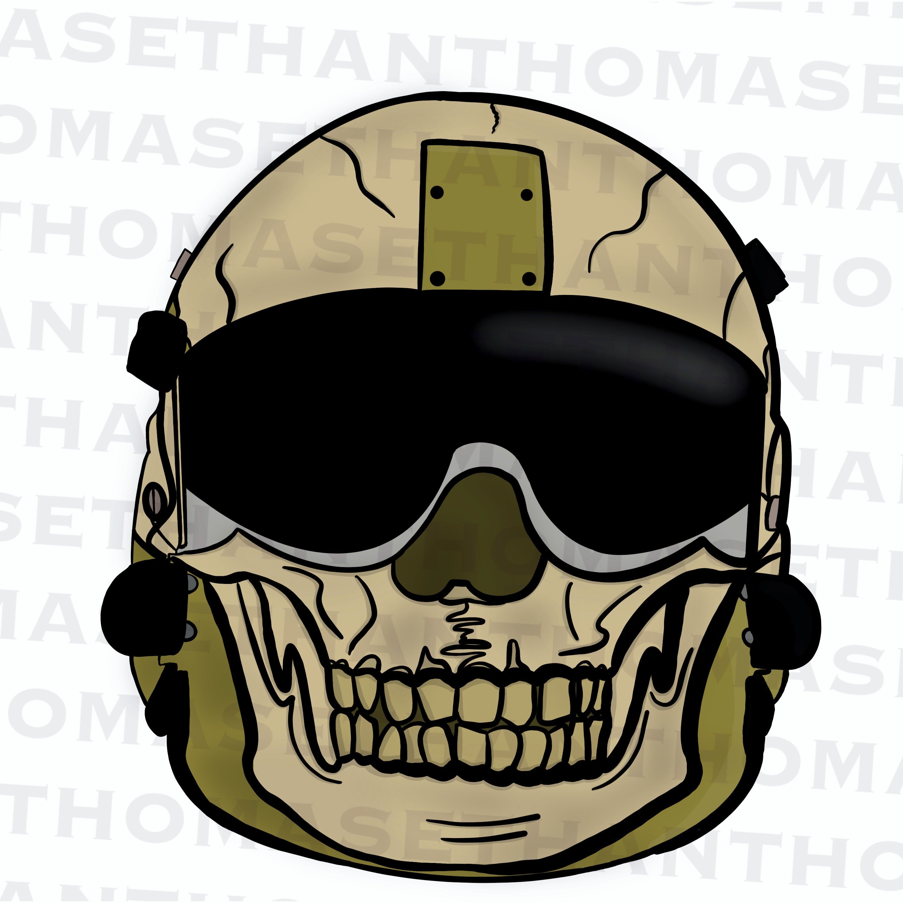 Green US Army Helicopter Helmet HGU-56P With Skull Design - Digital ...
