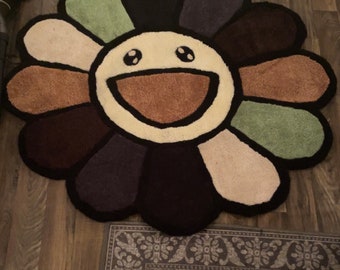 Handmade Smiley Face Flower Rug - Etsy