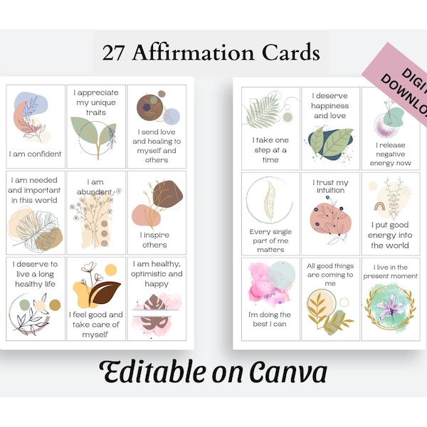 Canva Affirmation Cards - Etsy