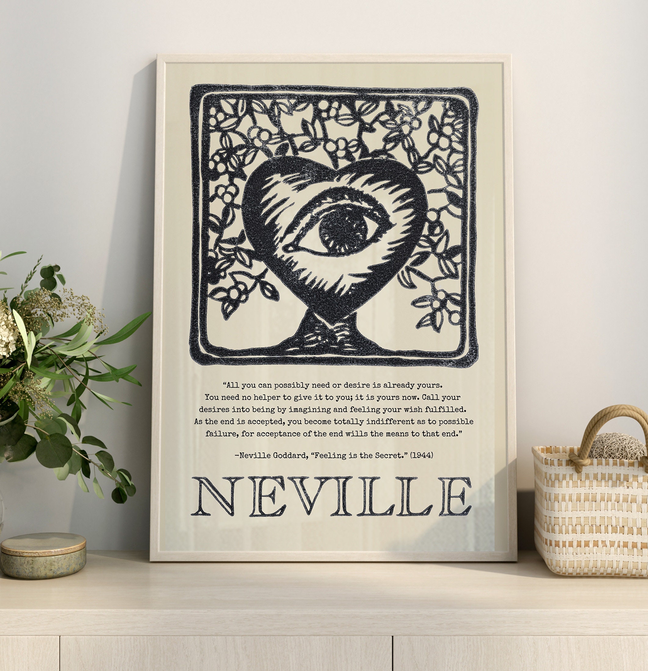 Neville Goddard Poster, Neville Symbol Heart, Law of Attraction Print ...