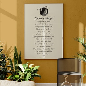 Serenity Prayer Wall Art Recovery Gift, Alcoholics Anonymous, Addiction ...