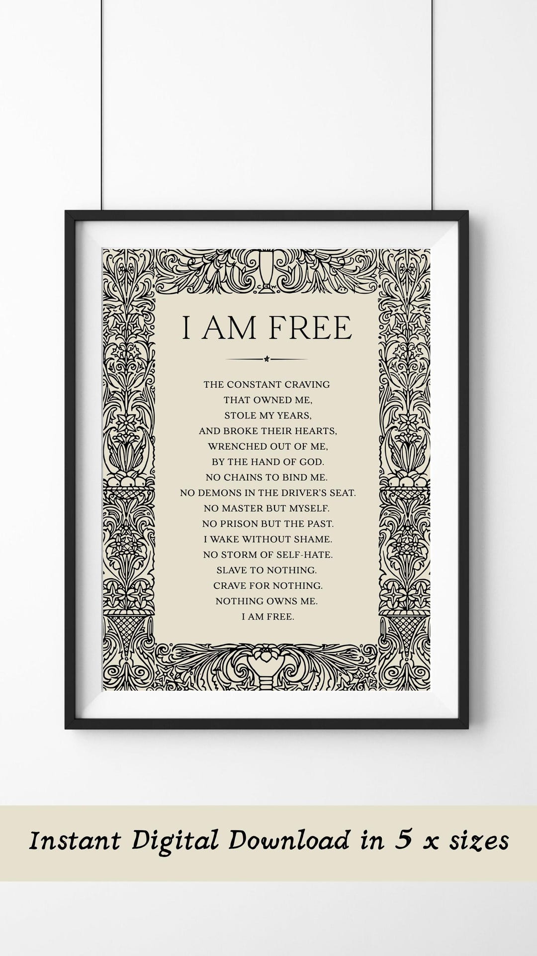 I Am Free Prayer Sobriety Gift, Serenity Poem, Recovery Gift ...